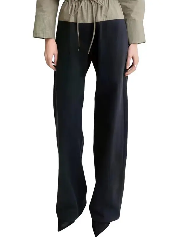 Matthew Bruch Drawstring Waist Wide-leg Trousers - Black