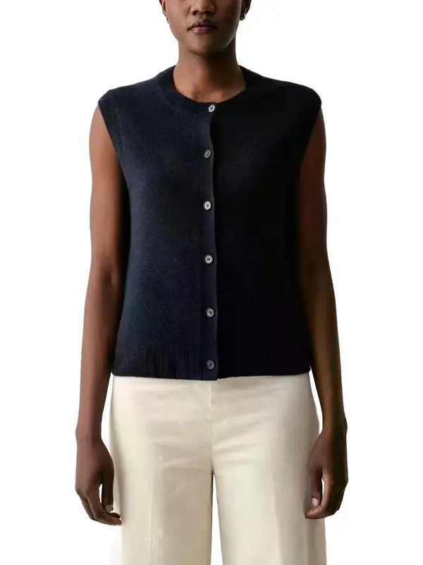 Marc O'polo Sleeveless Button-up Fine Knit Cardigan - Blue