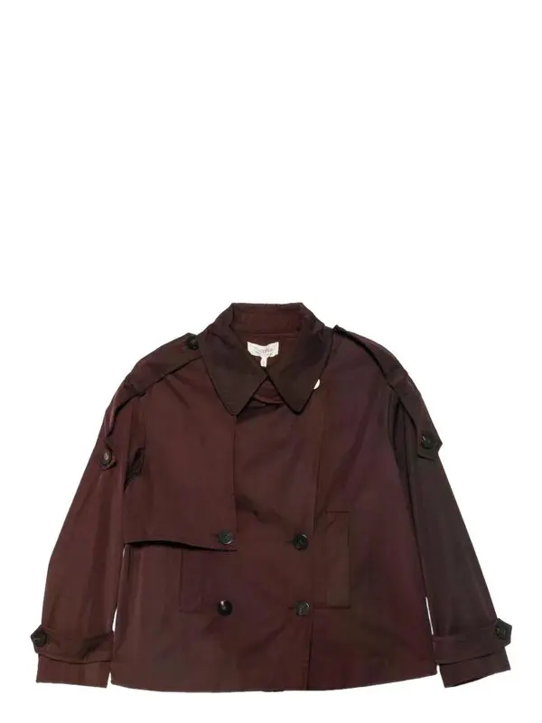 PSOPHIA Double-breasted Cropped Coat - Brown