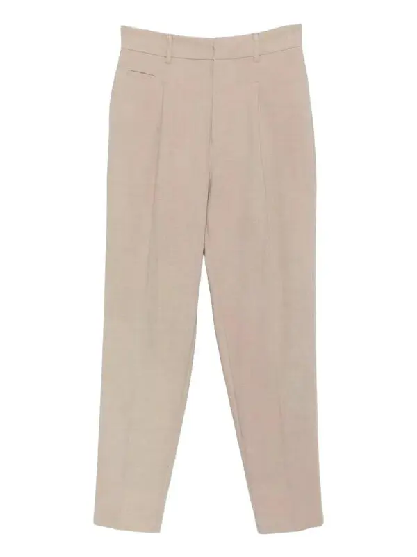 PSOPHIA Pleated Trousers With Button Detail - Neutrals