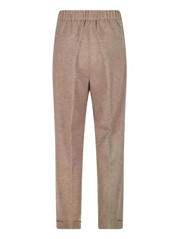 Peserico Elasticated Waistband Turn-up Trousers - Brown