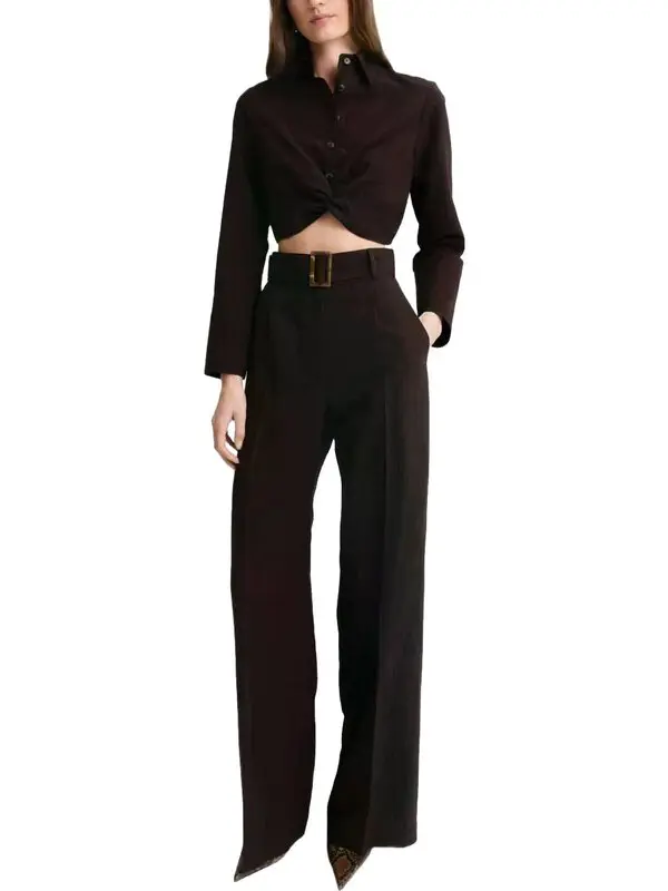 Matthew Bruch Cropped Blouse With Twist Detail - Brown