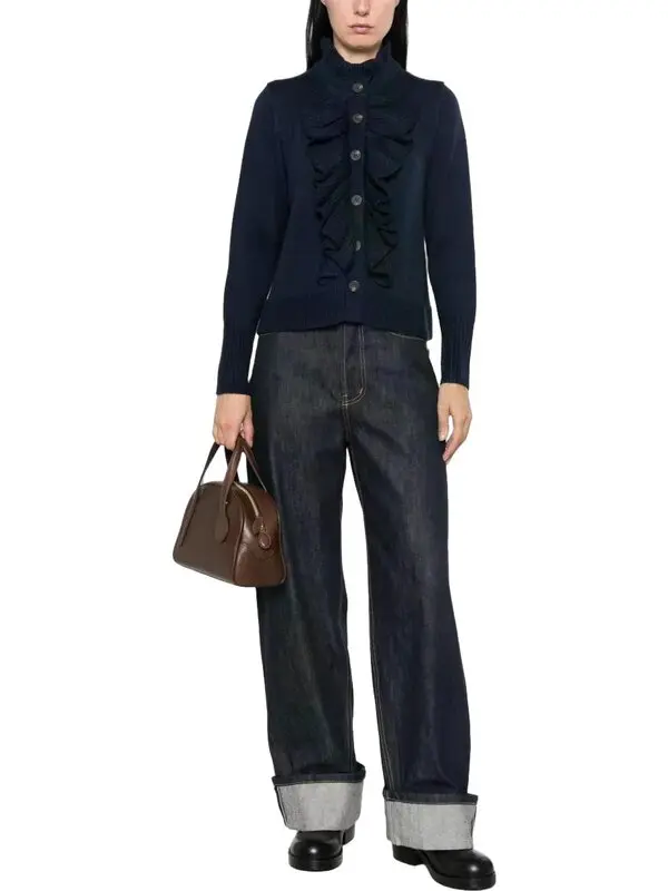 PSOPHIA Ruffled-trim Cardigan - Blue