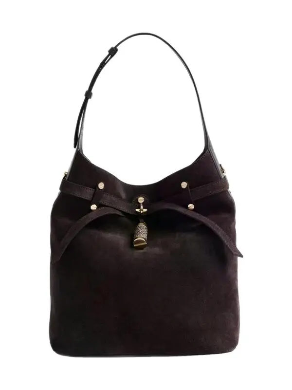 Borbonese Suede Bucket Bag - Brown