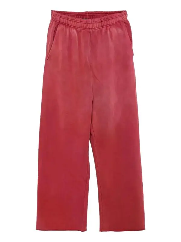 ENTIRE STUDIOS Faded-wash Raw-cut Track Pants - Red