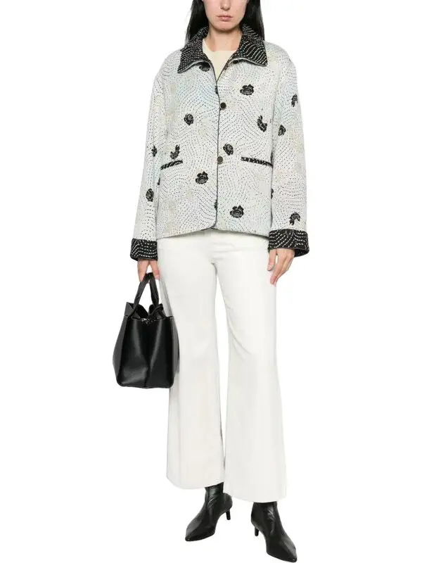 FORTE_FORTE Floral Jacquard Jacket - Blue