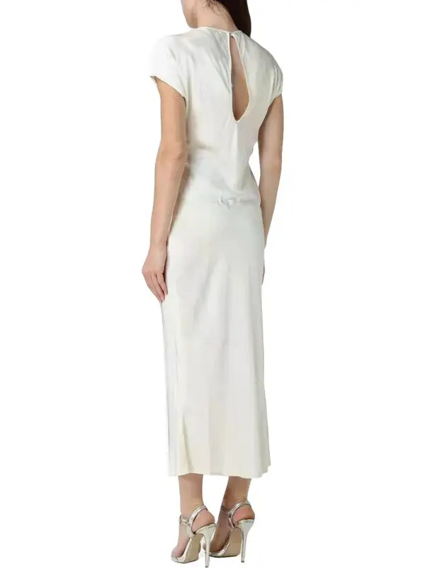 Patrizia Pepe Lace-appliqué Short-sleeve Midi Dress - Neutrals