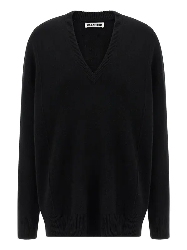 JIL SANDER V-neck Wool And Cashmere Sweater - Black
