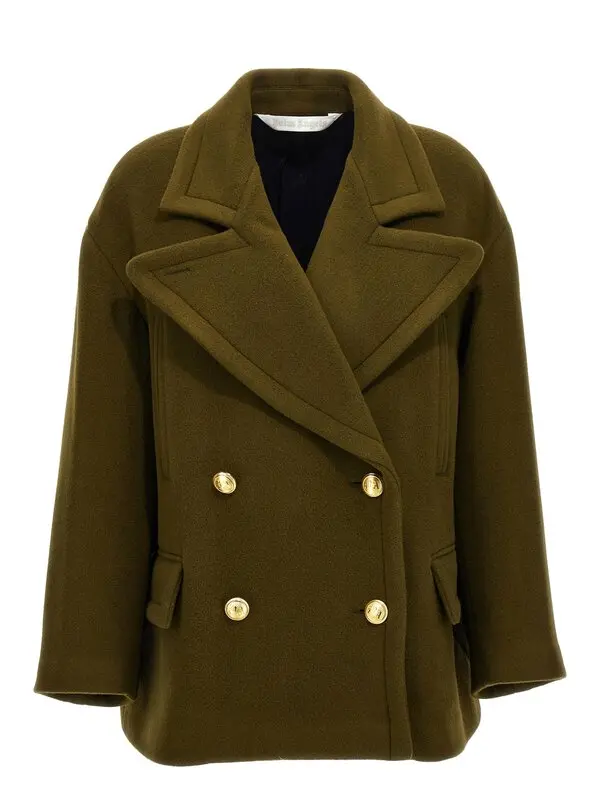 Palm Angels Double-breasted Coat - Green