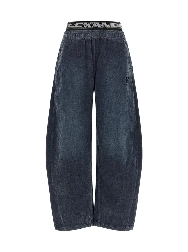 Alexander Wang Brushed Denim Barrel Leg Pants - Black