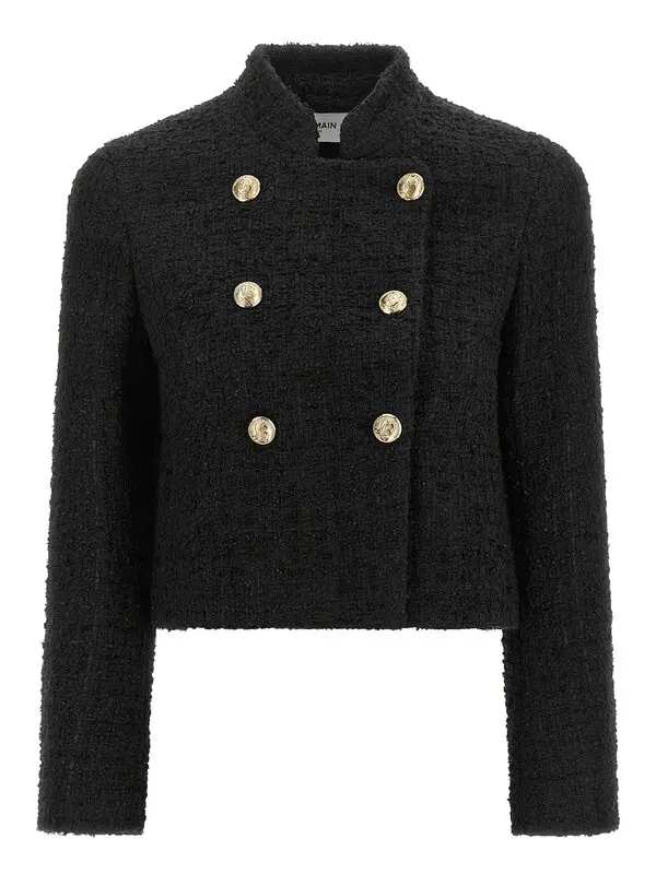 Balmain Double-breasted Tweed Jacket - Black