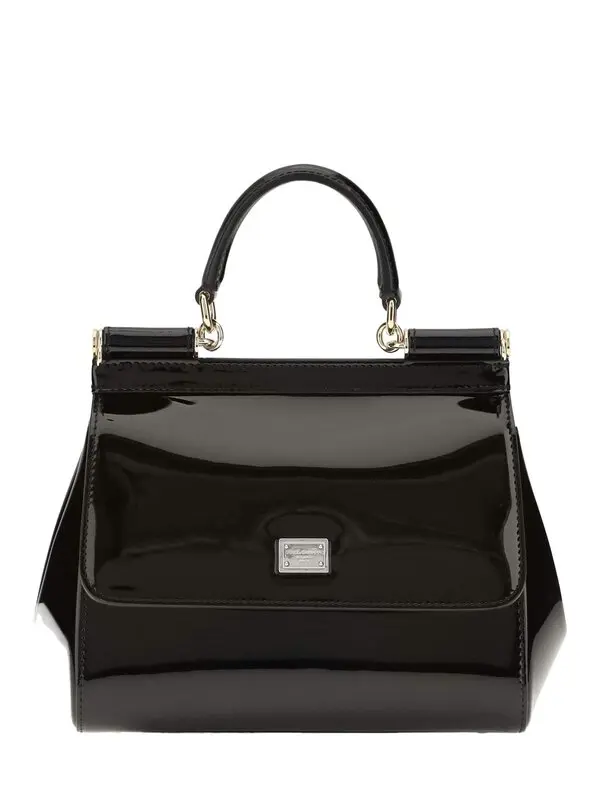 Dolce & Gabbana Small Sicily Patent Leather Handbag - Black