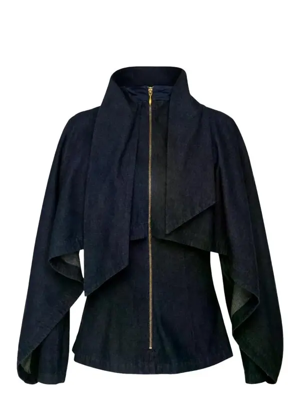 Zimmermann Zip Blouse With High Neck And Gold-tone Hardware - Blue