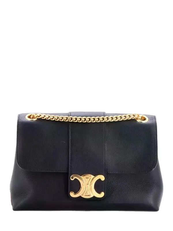 Celine Victoire Flap Leather Medium Shoulder Bag - Black