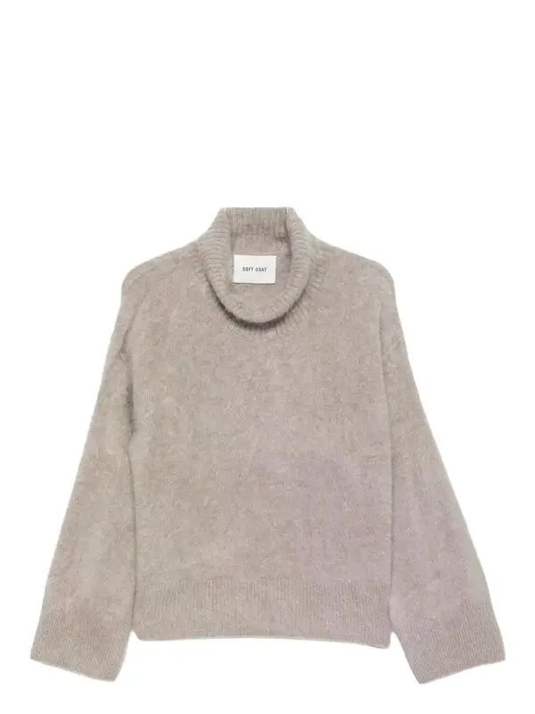 Soft Goat Brushed Cashmere Roll Neck Sweater - Grey