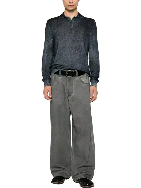 Avant Toi Faded-effect Polo Shirt - Black
