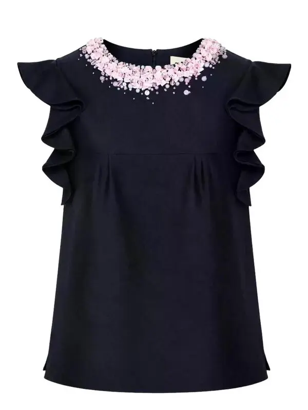 SHUSHU/TONG Embellished Ruffled Sleeve Blouse - Blue