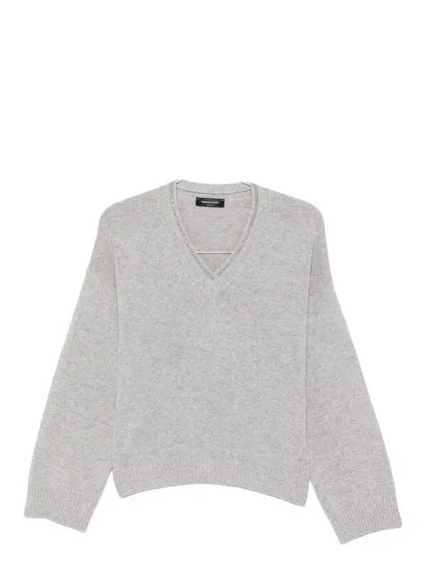 Fabiana Filippi Monili-trimmed V-neck Sweater - Grey
