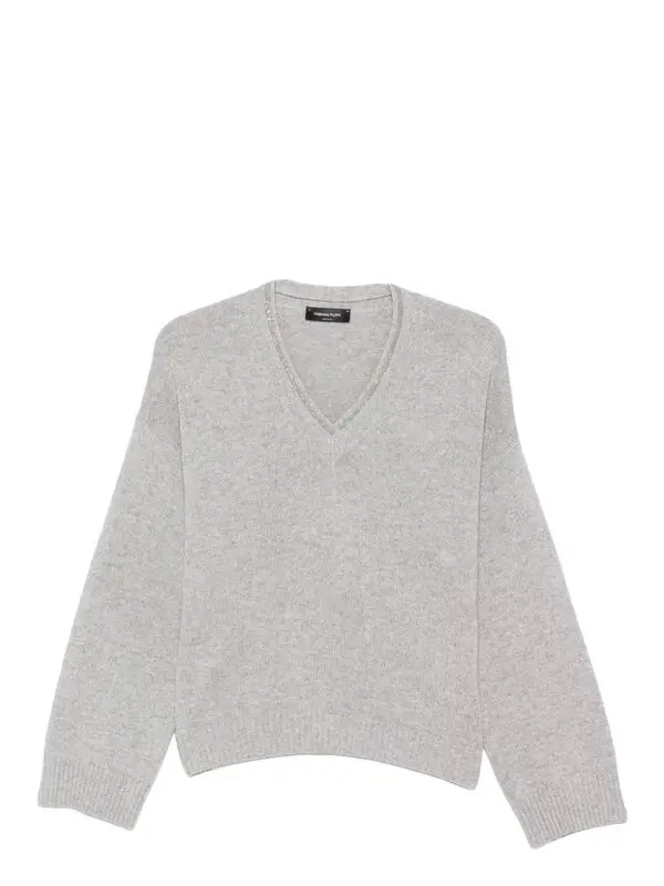 Fabiana Filippi Monili-trimmed V-neck Sweater - Grey
