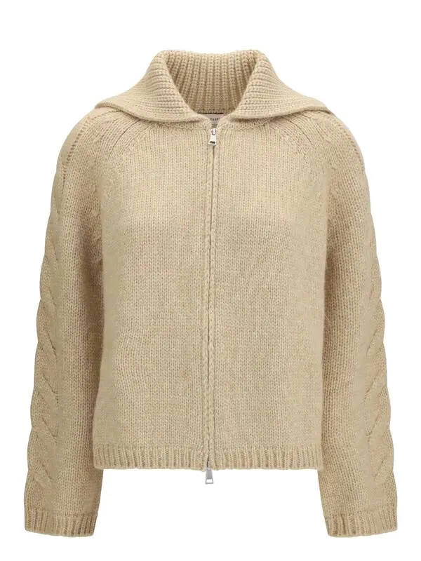 Moncler Alpaca And Wool Blend Zip Cardigan - Multicolor