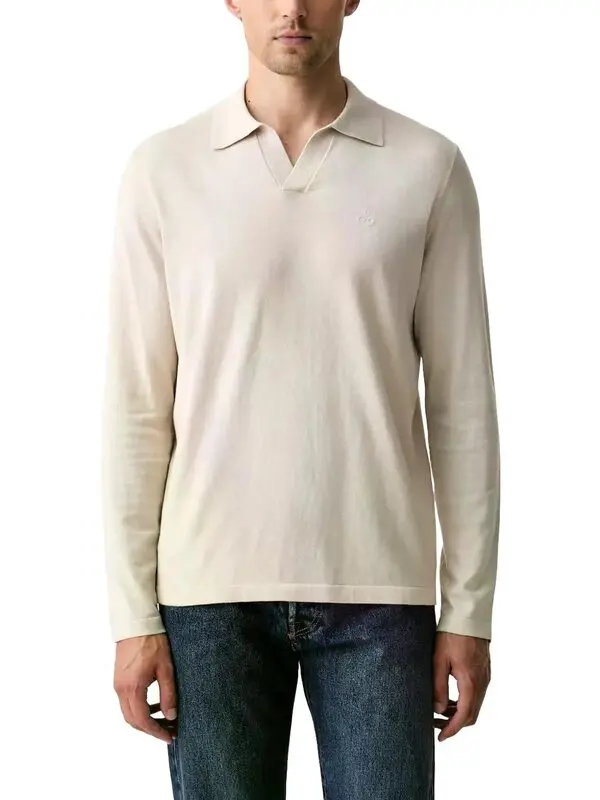 Marc O'polo Logo-embroidered Fine-knit V-neck Top - Grey