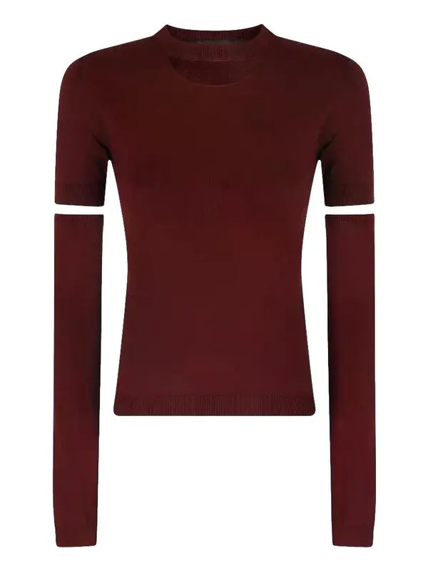 Federica Tosi Burgundy Fine-knit Cut-out Sweater - Red