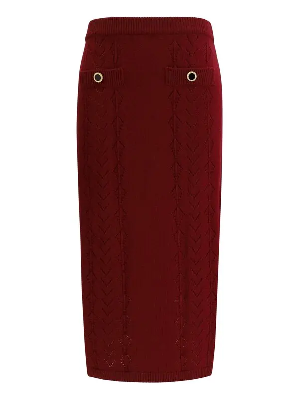 Alessandra Rich Merino Wool Midi Skirt - Multicolor