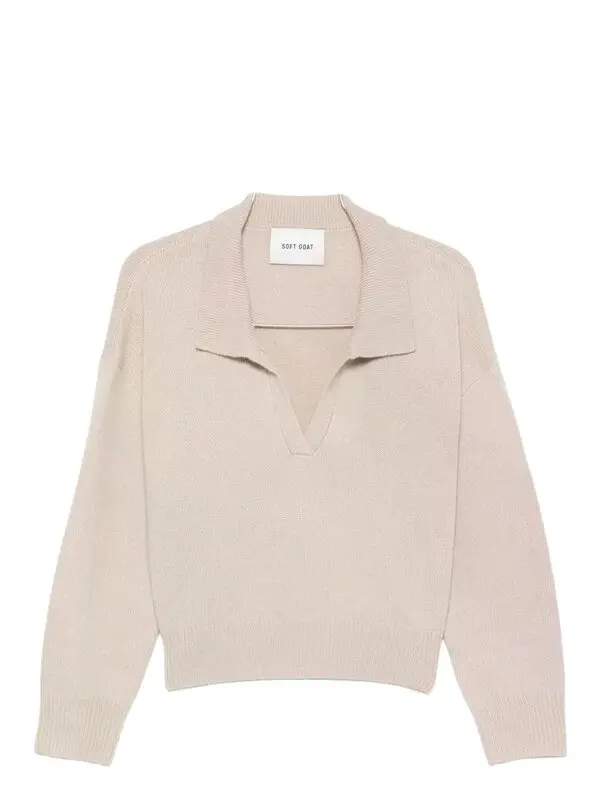 Soft Goat Relaxed-fit Polo Sweater - Neutrals