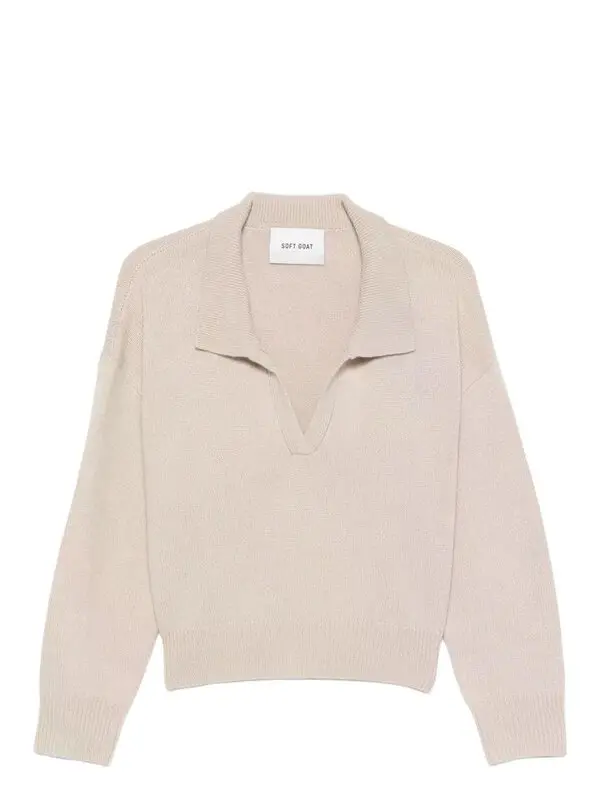 Soft Goat Relaxed-fit Polo Sweater - Neutrals
