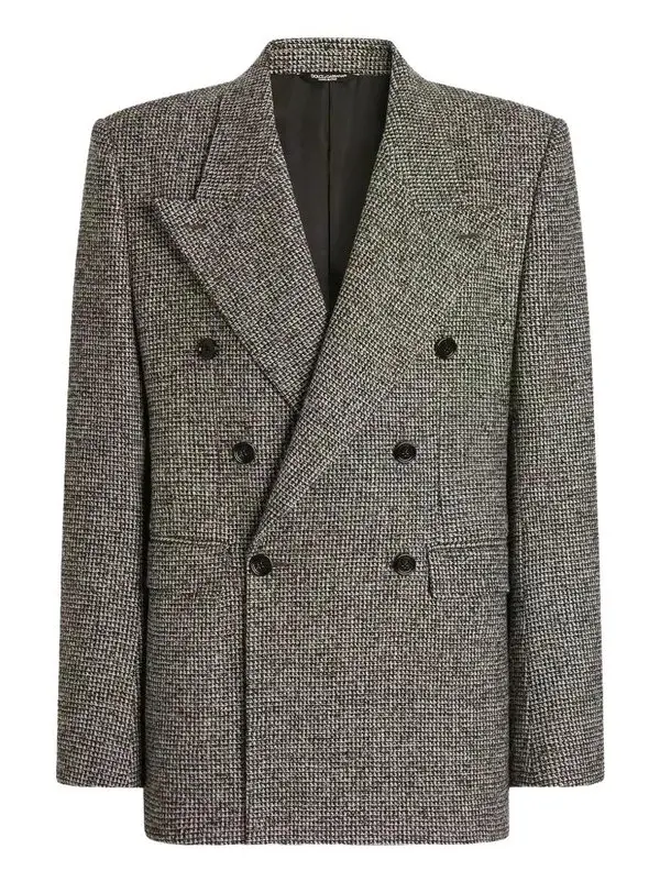 Dolce & Gabbana Sinatra Double-breasted Jacket In Birdseye Wool Blend - Grey