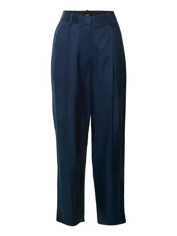 Theory Pleated Tailored Wide-leg Trousers - Blue