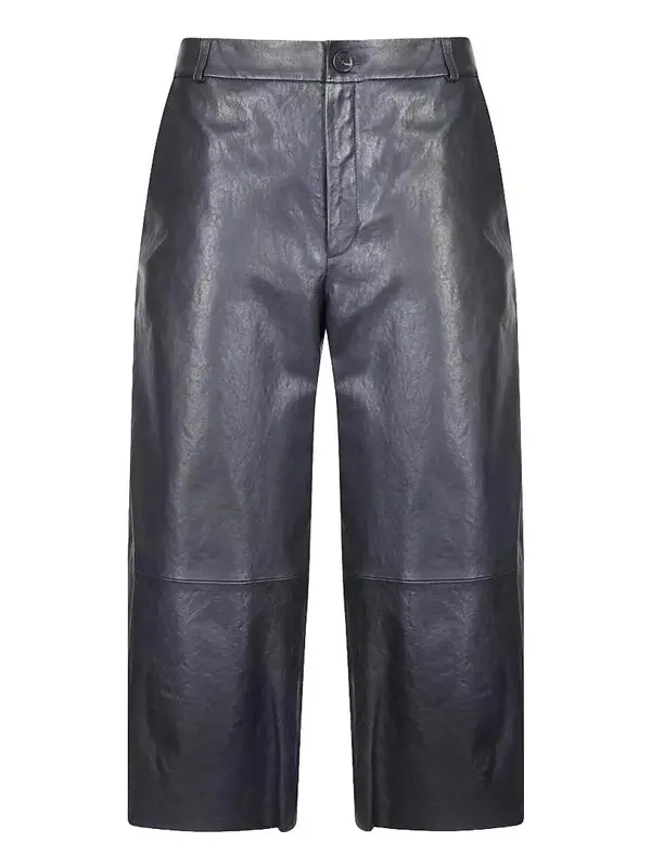 DESA 1972 Cropped Leather Trousers - Black