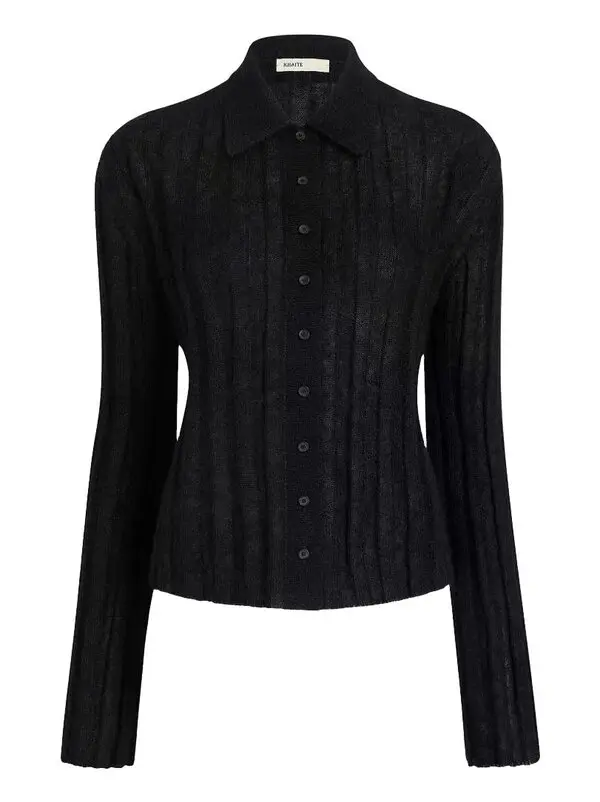 Khaite Meadow Rib-knit Cardigan - Black