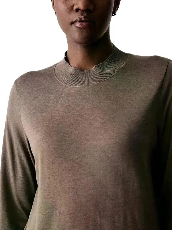 Marc O'polo Ribbed Mock-neck Long-sleeve Top - Brown