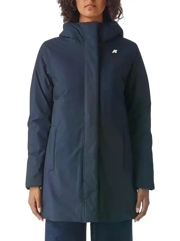 K-WAY Hooded Logo Print Coat - Blue