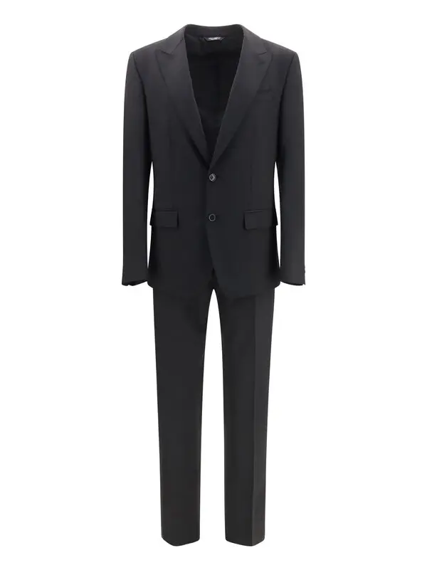 Dolce & Gabbana Martini Light Single-breasted Wool Gabardine Suit - Black