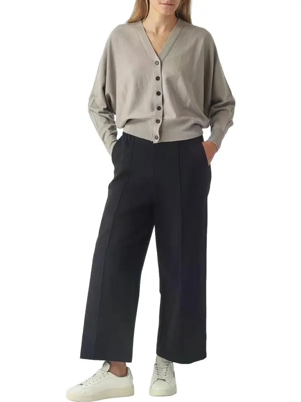 MEIMEIJ Taupe Grey V-neck Button-up Cardigan - Neutrals