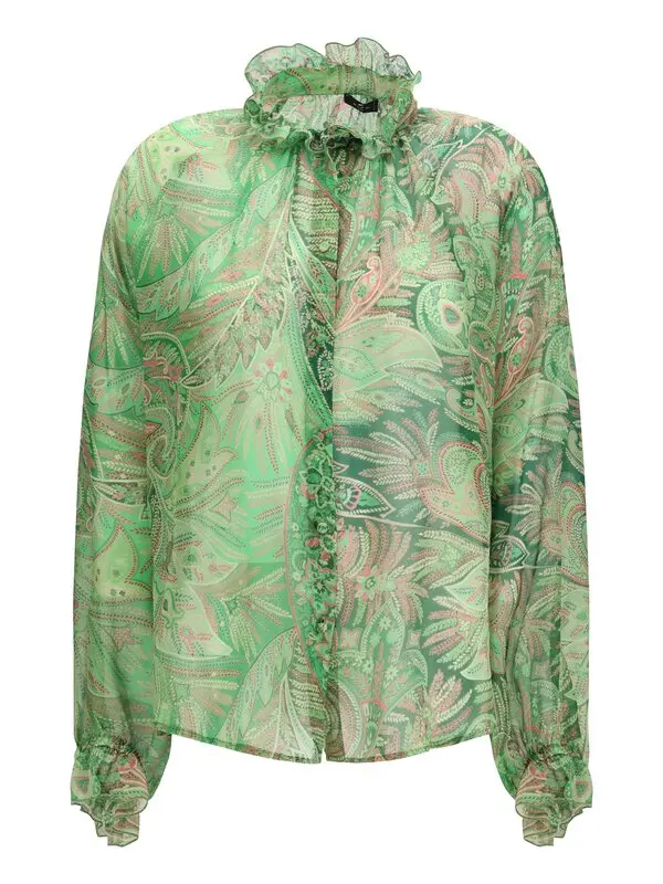 Etro Paisley Ruffled Shirt - Green