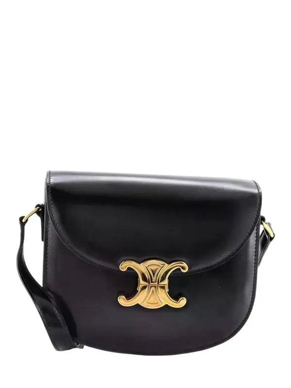 Celine Triomphe Besace Clea Flap Shoulder Bag - Black