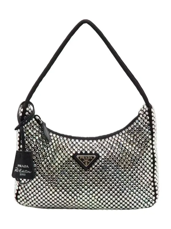 Prada Mini 2000 Re-edition Crystal-embellished Tote Bag - Black