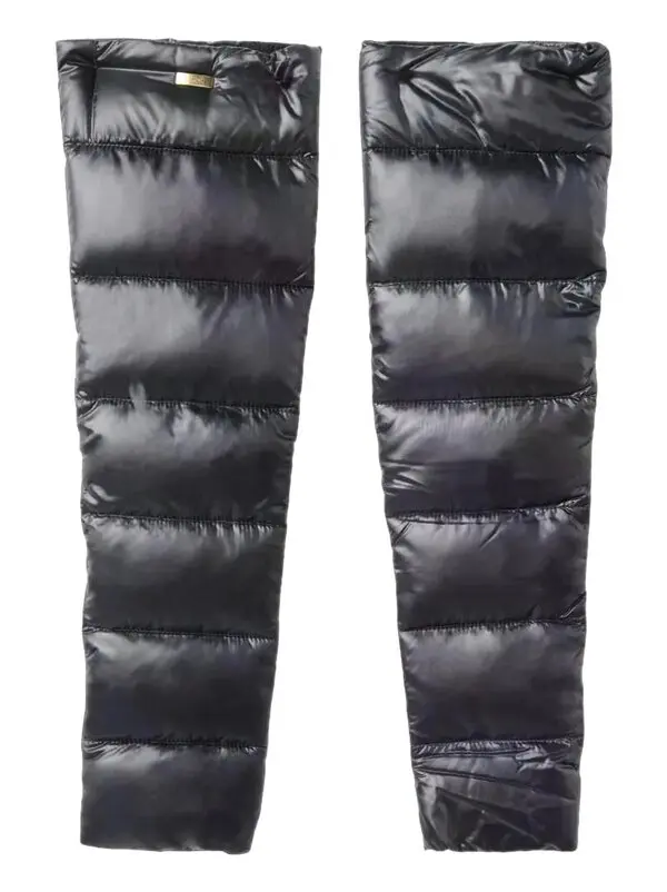 Herno Quilted Ribbed-knit Arm Warmers With Gold-tone Hardware - Black
