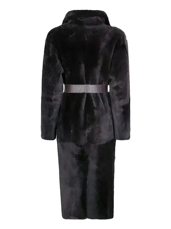 DESA 1972 Reversible Belted Shearling Coat - Black