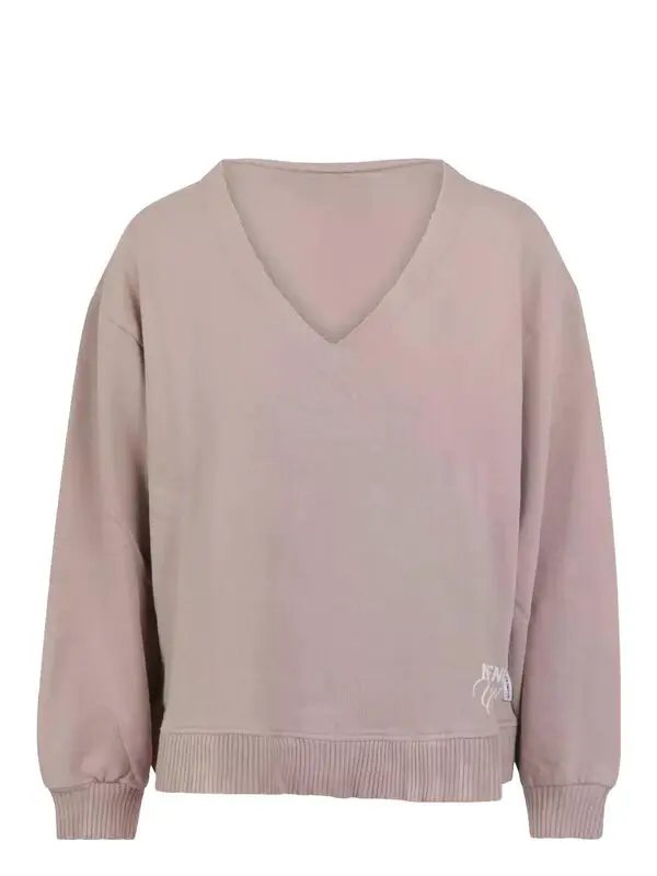 NOUMENO CONCEPT V-neck Ribbed-trim Sweatshirt - Neutrals