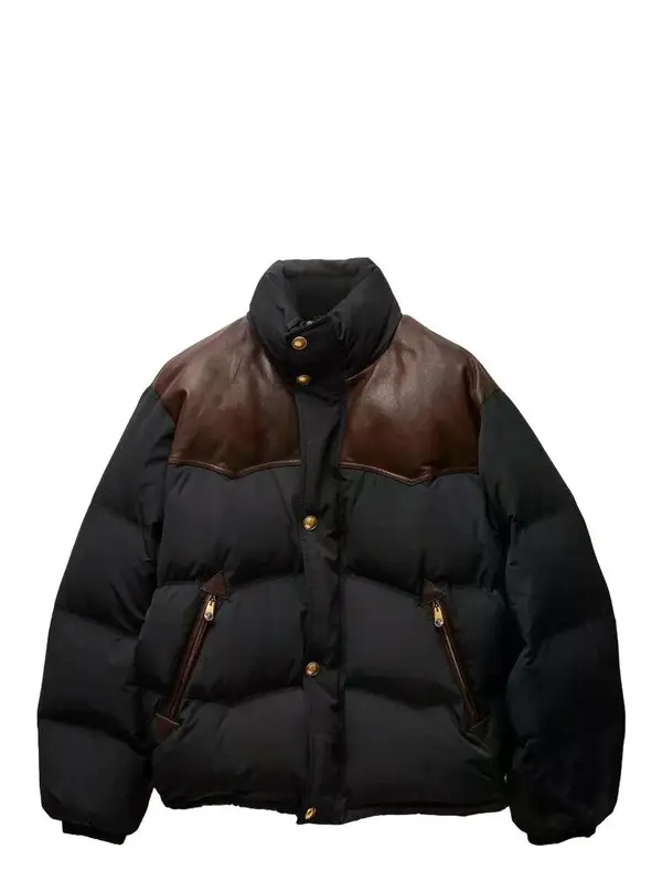 Versace Leather-trim Padded Jacket - Black