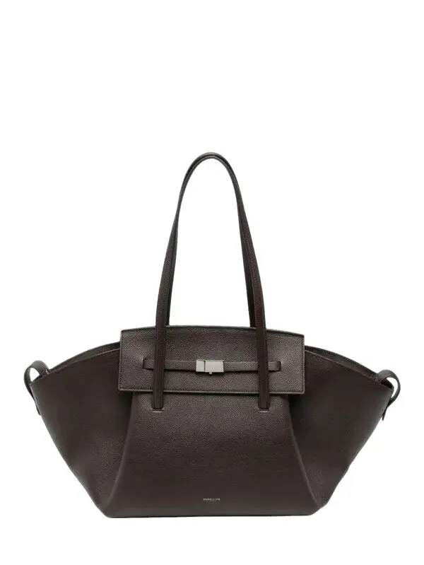 DEMELLIER Brooklyn Grained Leather Tote Bag - Brown