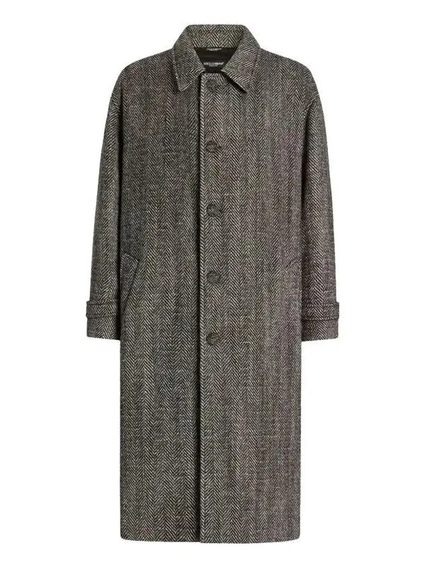 Dolce & Gabbana Single-breasted Chevron Coat - Grey