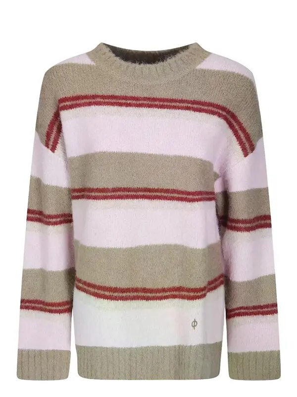 SAMSOE SAMSOE Horizontal Stripe Crew Neck Sweater - Neutrals