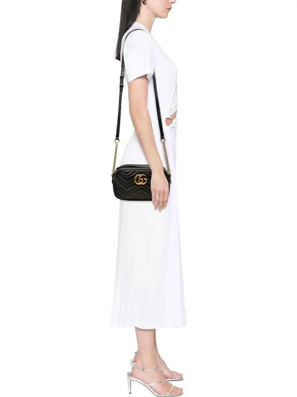Gucci Small Gg Marmont Matelassé Calfskin Crossbody Bag - Black