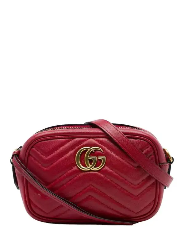 Gucci Mini Gg Marmont Matelassé Leather Crossbody Bag - Red