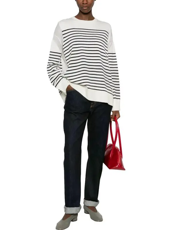 Erika Cavallini Striped Round Neck Sweater - White